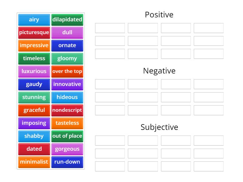 C1.2 Adjectives to describe buildings - Group sort