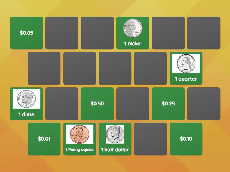 Arith Activity for Coins - Matching pairs