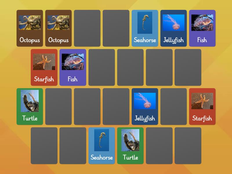 Sea animals memory - Matching pairs
