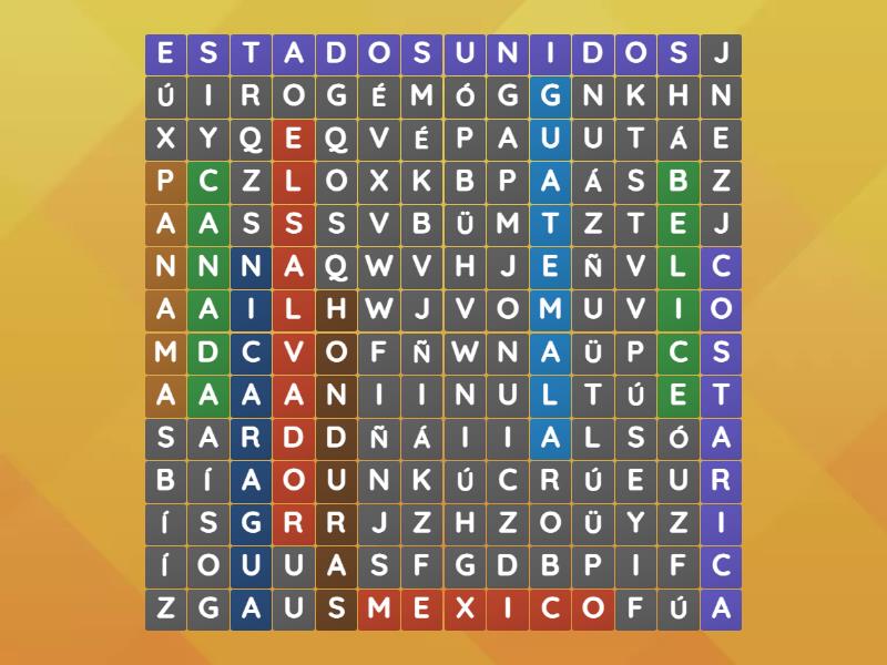 Paises de Centroamerica y Norteamerica. - Sopa de letras