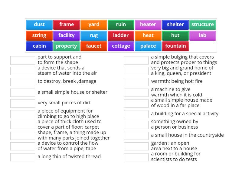 Unit 8 Buildings - Match up