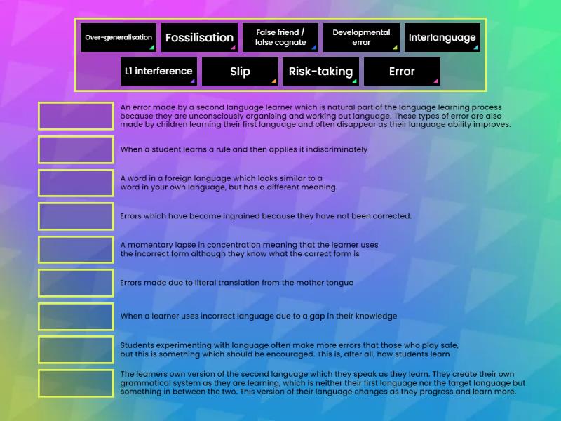 TKT Module 1: Error Correction Terminology - Match up