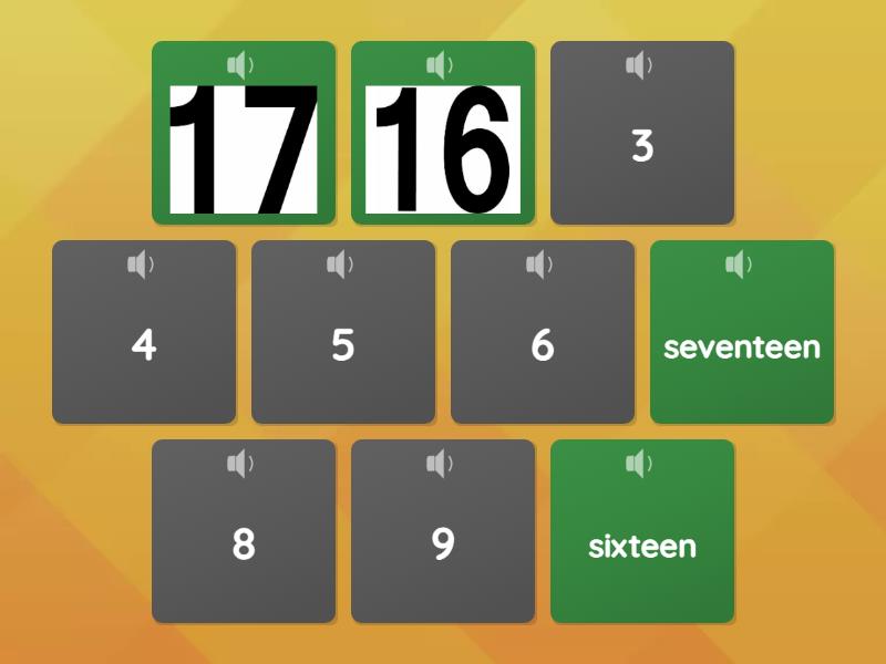 number 16-20 (音檔) - Matching pairs