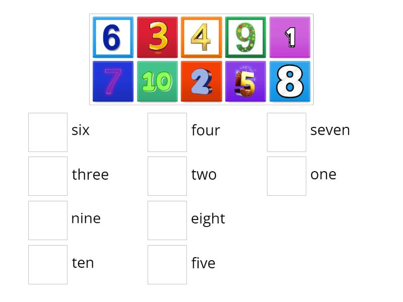 1st grade (Number words one to ten) - Match up