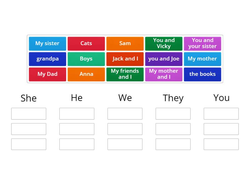 Subject pronouns - Group sort