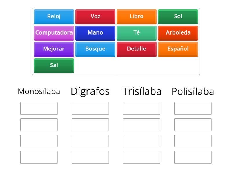 clasificacion de silabas - Group sort