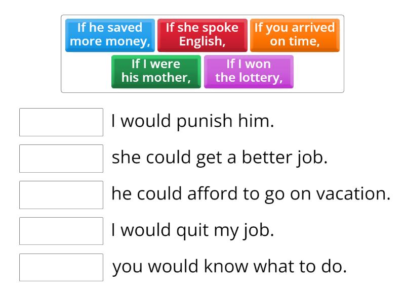Module 9 Lesson 2: Present Unreal Conditional (4) - Une las parejas