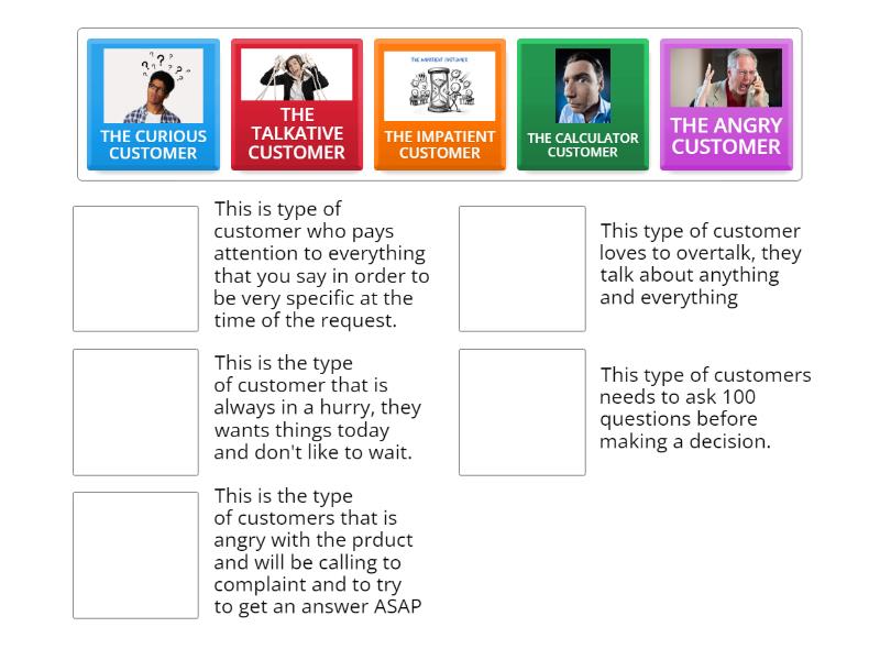 TYPES OF CUSTOMERS - Match up