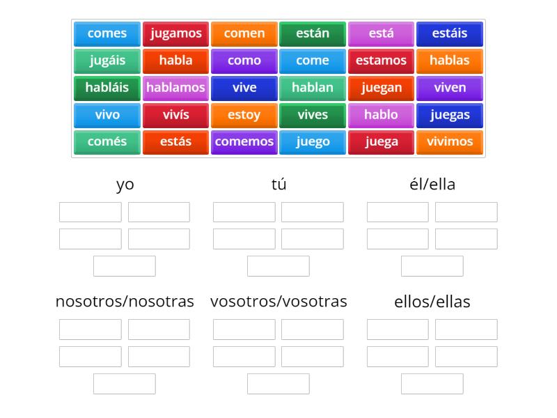 Presente verbos regulares - AR, ER, IR - Group sort