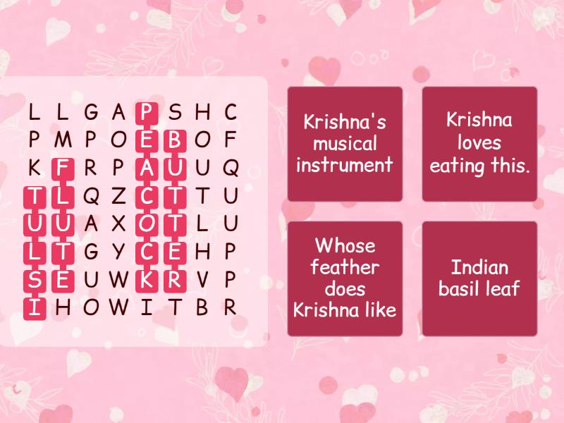 Lord Krishna's favourite things @ www.bambinos.live - Sopa de letras