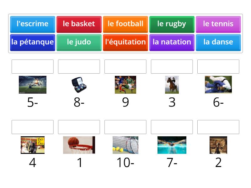 Adomania 1. Unit 4. Vocabulaire. Le sport - Match up