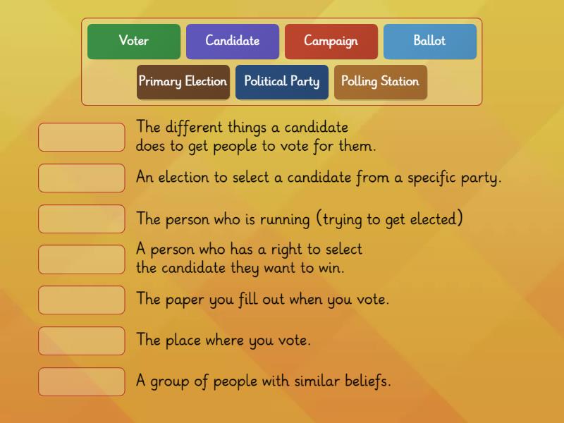 Election vocabulary - Match up