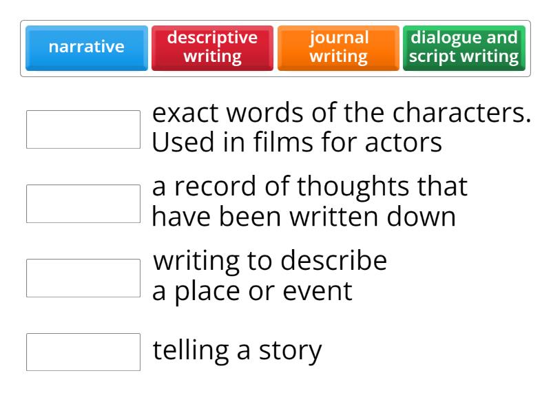 Warm Up Activity: Creative Writing - Match up