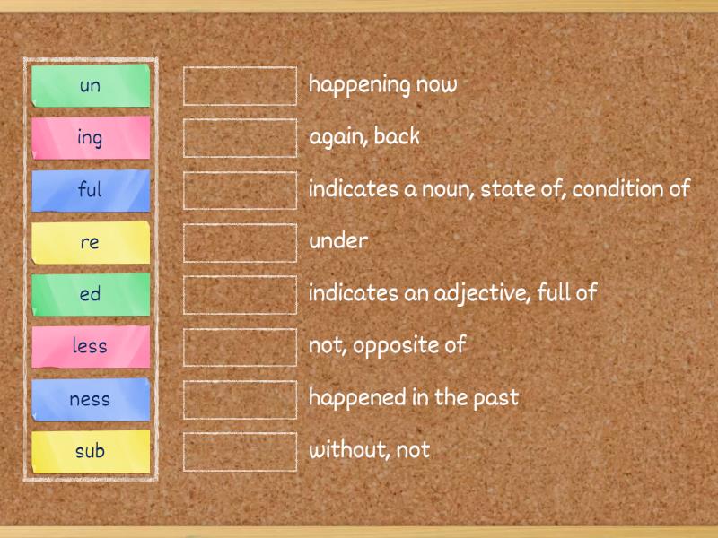 Common Prefixes and Suffixes - Match up