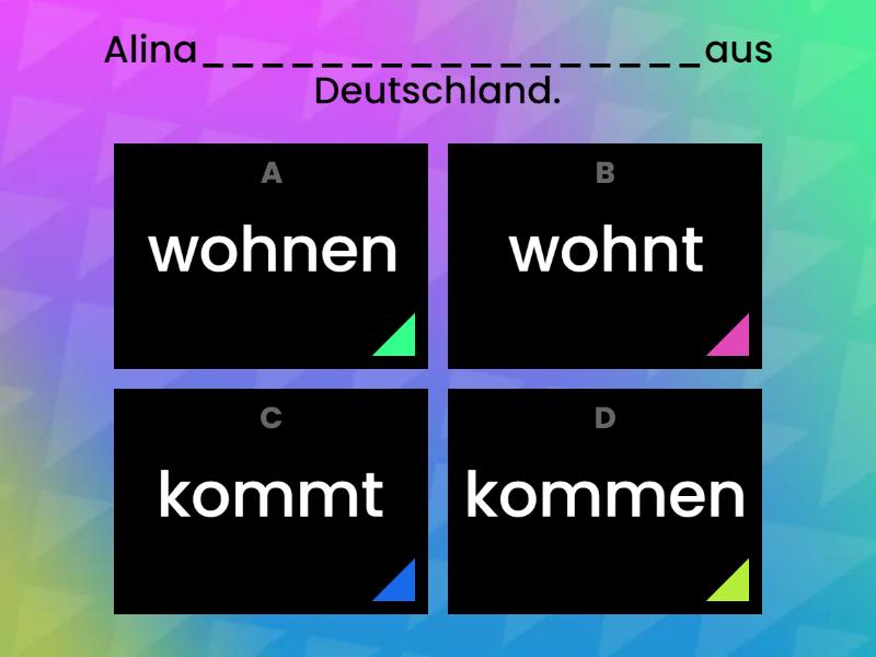 Verben Konjugationen und in oder aus - Quiz