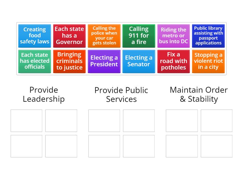 3 Purposes of Government - Group sort