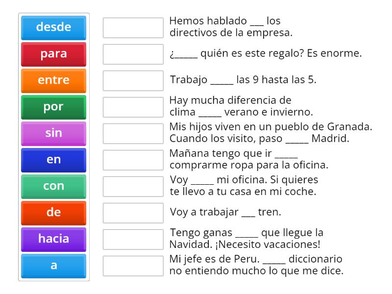 PREPOSICIONES 1 - Match up