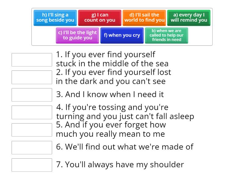 T6 - U8: Bruno Mars - Count on Me (song activity) - Match up
