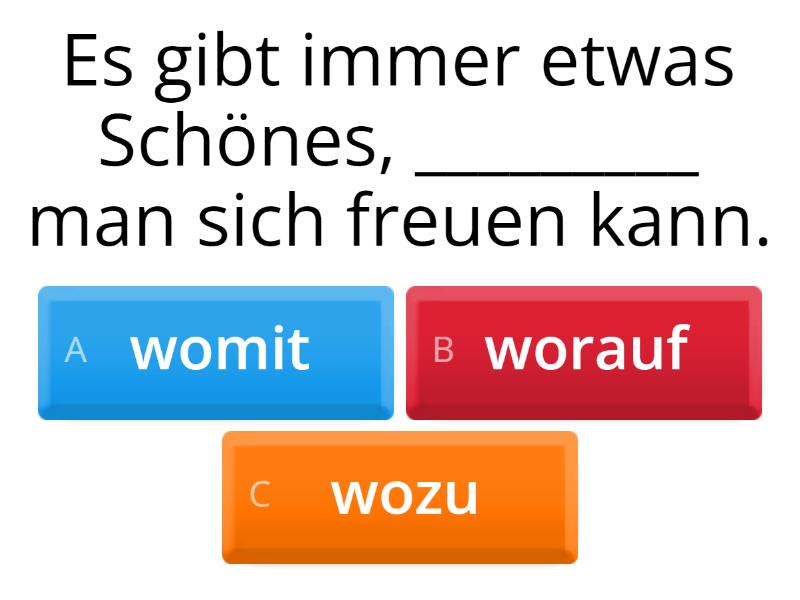 Relativsätze mit "worüber", "womit", "woran", etc. - Quiz