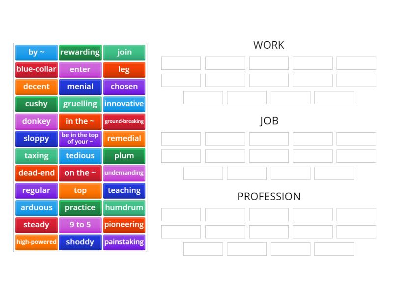 Work - collocations - Group sort