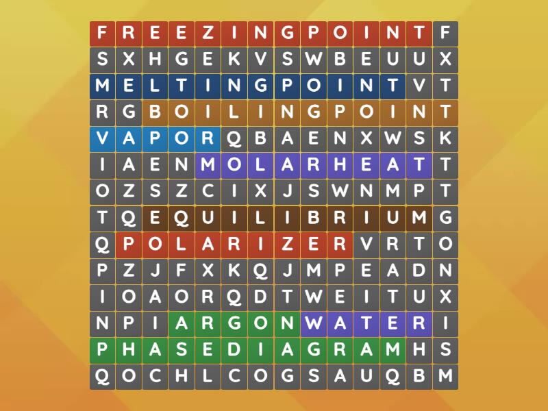 Phase changes - Wordsearch
