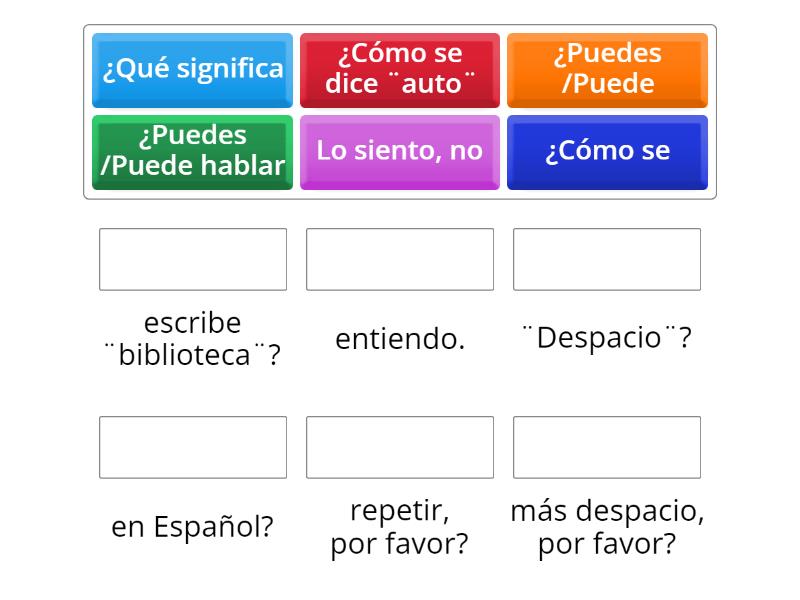Expresiones para la clase - Une las parejas