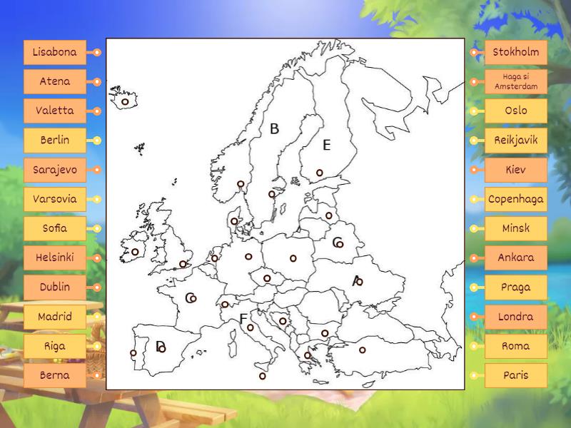 Capitalele Europei - Harta - Labelled diagram