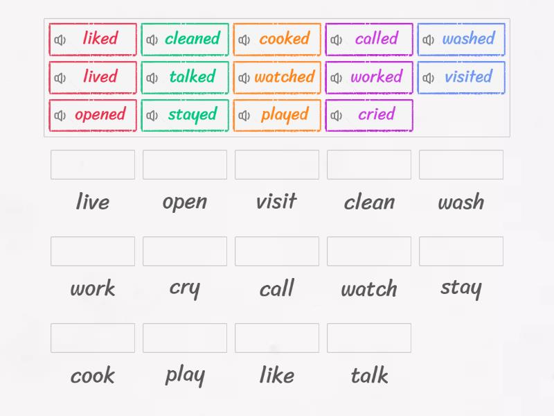 Roadmap A1 unit 8A past simple, regular verbs - Une las parejas