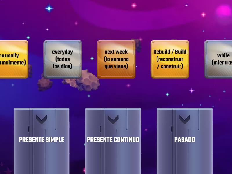 Vocabulario típico ENGLISH TENSES - Speed sorting