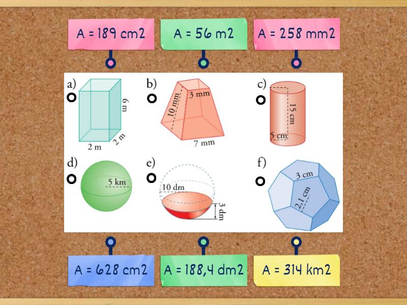 Cuerpos geométricos. Áreas - Labelled diagram