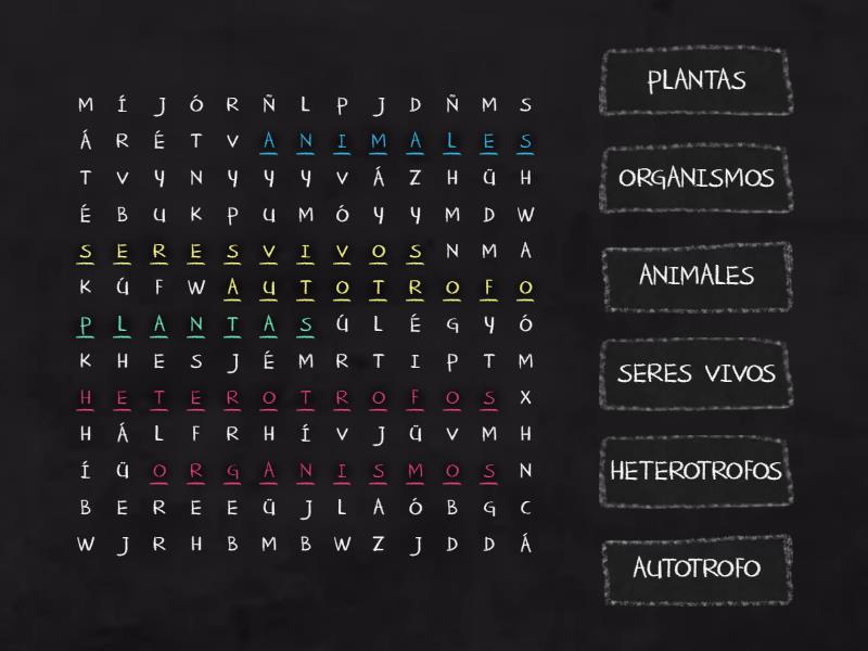 Seres vivos - Sopa de letras