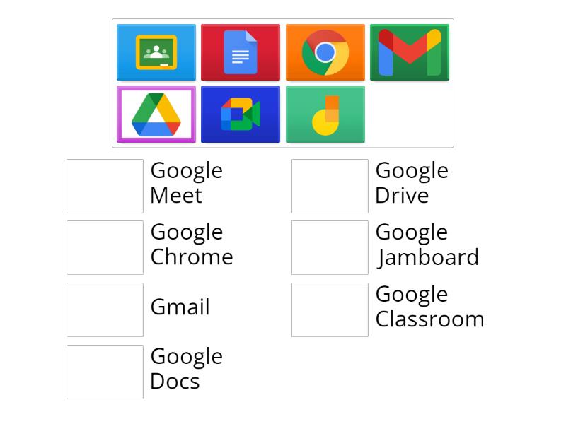 Google Programs or Apps used GRADE 1 - Match up