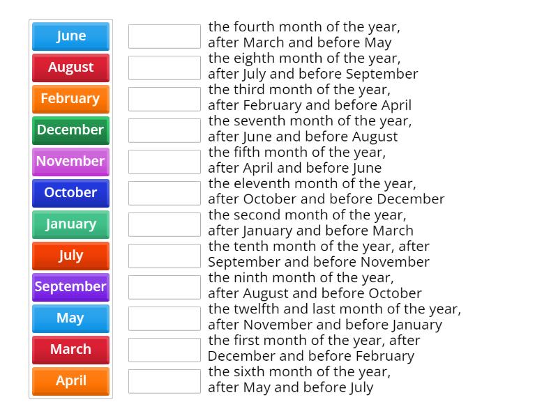 Months - Match - Match up
