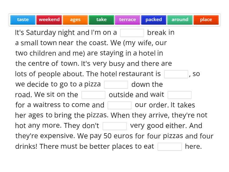 Roadmap B1+ 1A Eating out Text - Complete the sentence