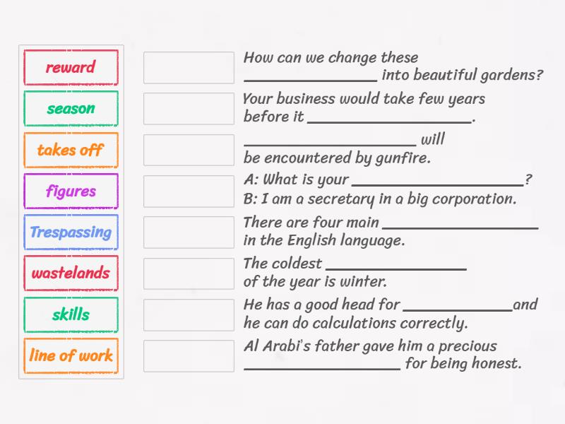 Vocabulary 2 Matching - Match up