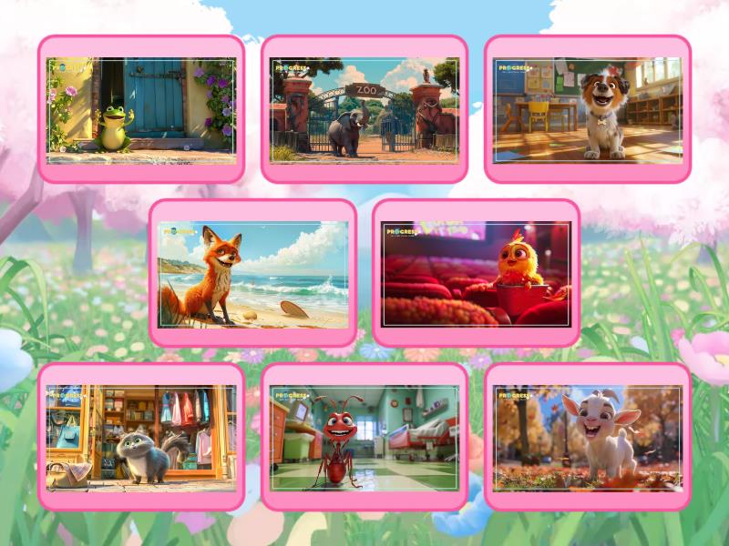 Present Continuous (Places) - Flip tiles