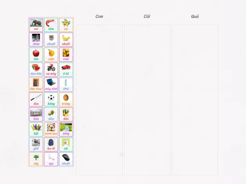 VIET1010 - Classifiers - Group sort - Categorize