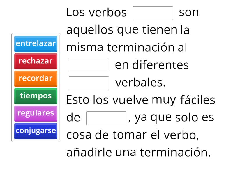Verbos regulares - Completa la oración