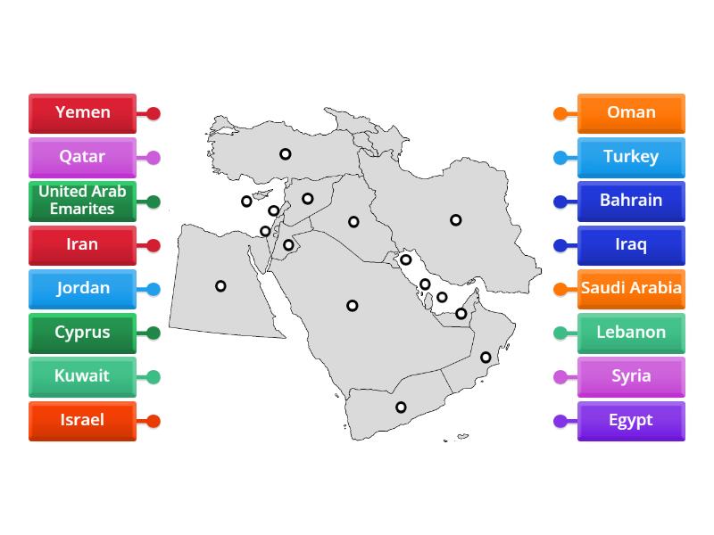 The Middle East - Labelled diagram