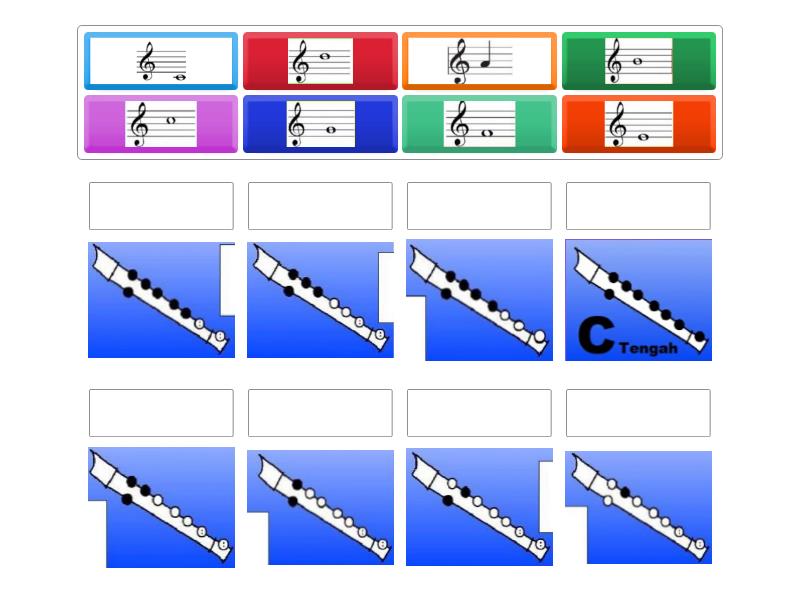 Pilih jawapan not yang betul bagi penjarian rekoder di bawah. - Match up
