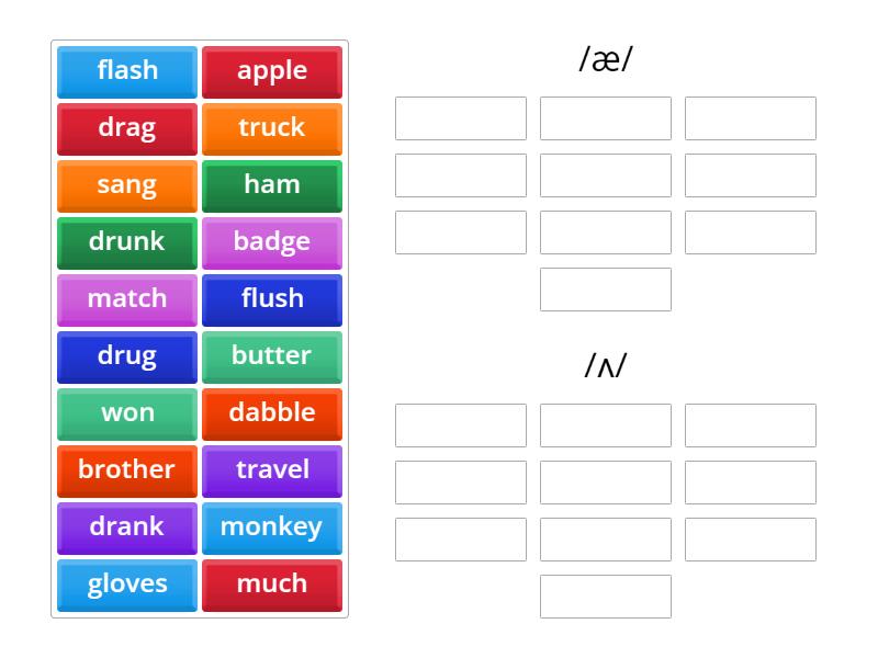 Minimal pairs. Words - Group sort