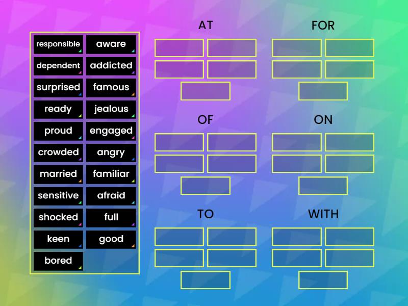Adjective+preposition 1 - Group sort