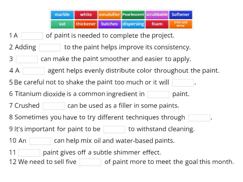 paint listening - Complete the sentence