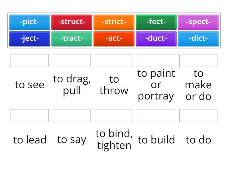 Latin morphemes ending in -ct - Match up