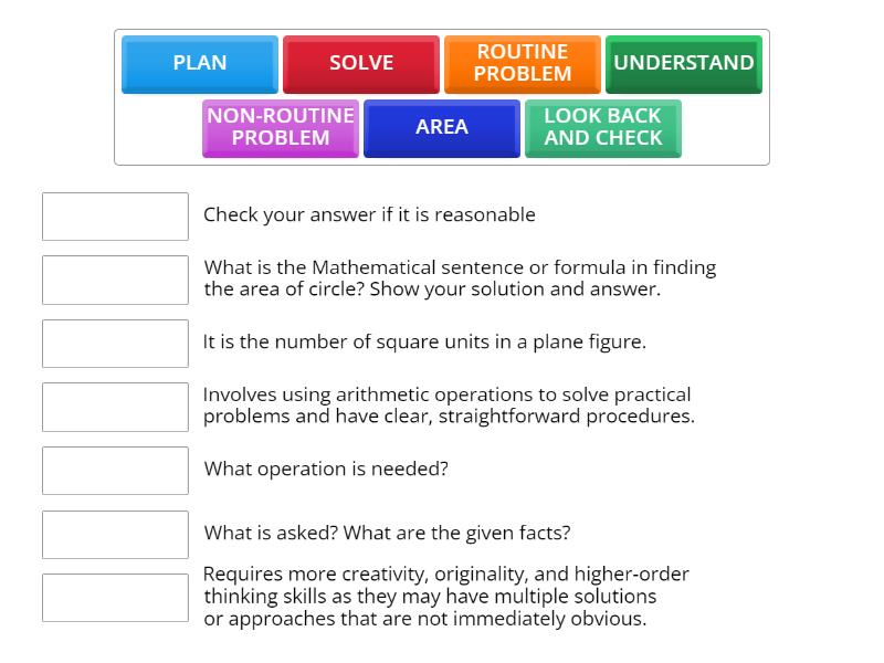 VOCABULARY DEVELOPMENT: ROUTINE & NON-ROUTINE PROBLEMS - Match up