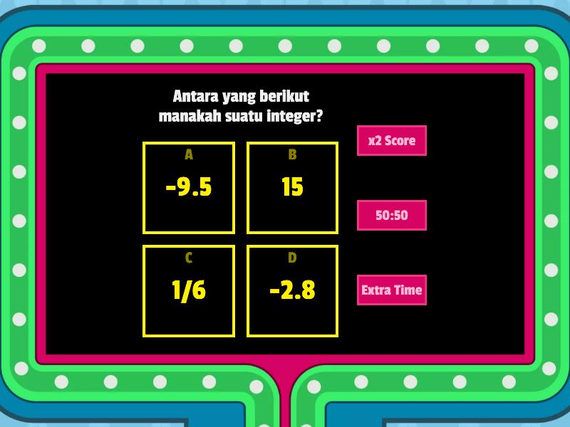 Integer Tingkatan 1 - Gameshow quiz