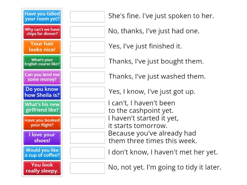 Present perfect matching - Match up