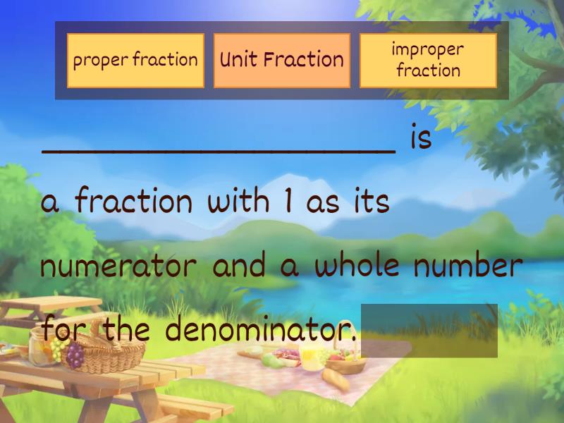 (Comparing Unit Fractions )Fill the missing Terms - Complete the sentence