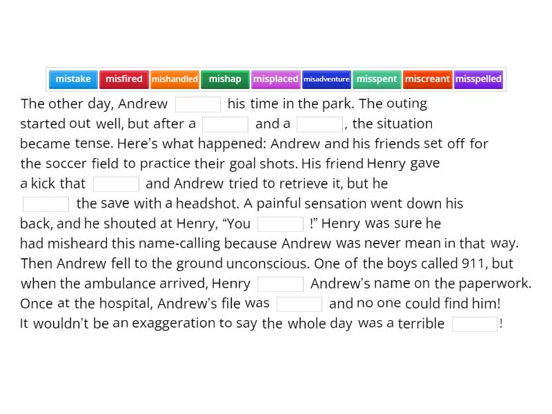 MM Prefix Lesson 8 Mis fill in the blank - Complete the sentence