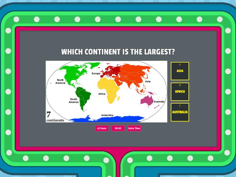 Continents quiz - Gameshow quiz